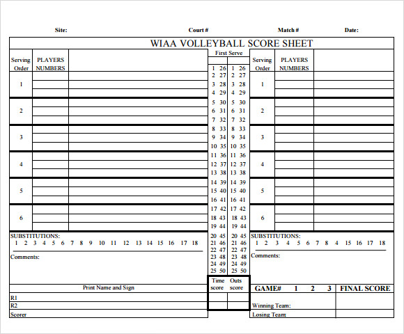 FREE 11 Sample Volleyball Score Sheet Templates In Google Docs 