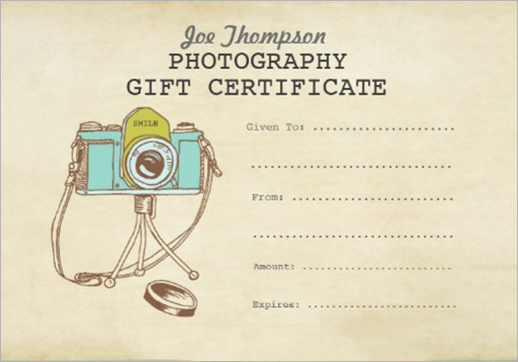 Printable Downloadable Photography Gift Certificate Template Free 
