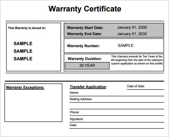 FREE 5 Sample Warranty Certificate Templates In PDF PSD