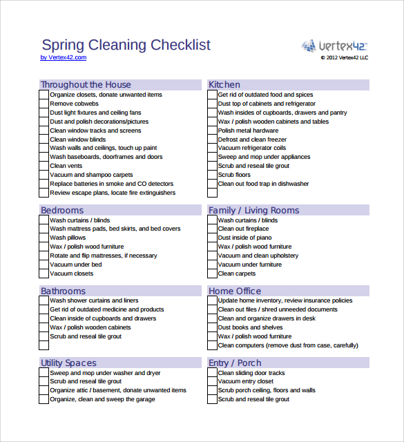 Printable Spring Cleaning Checklist