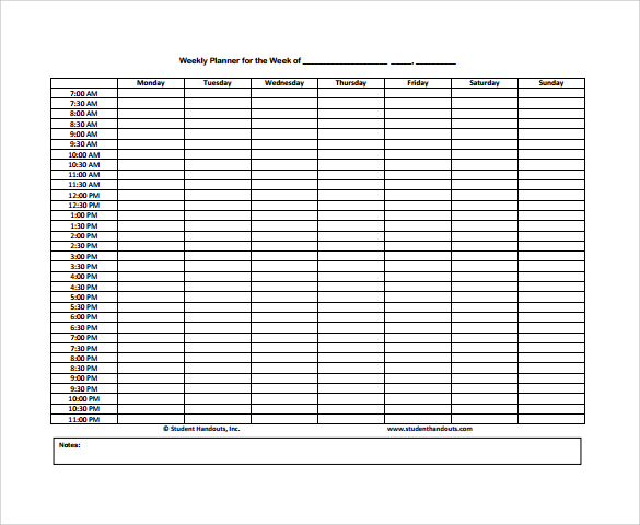 7 Weekly Agenda Samples Sample Templates