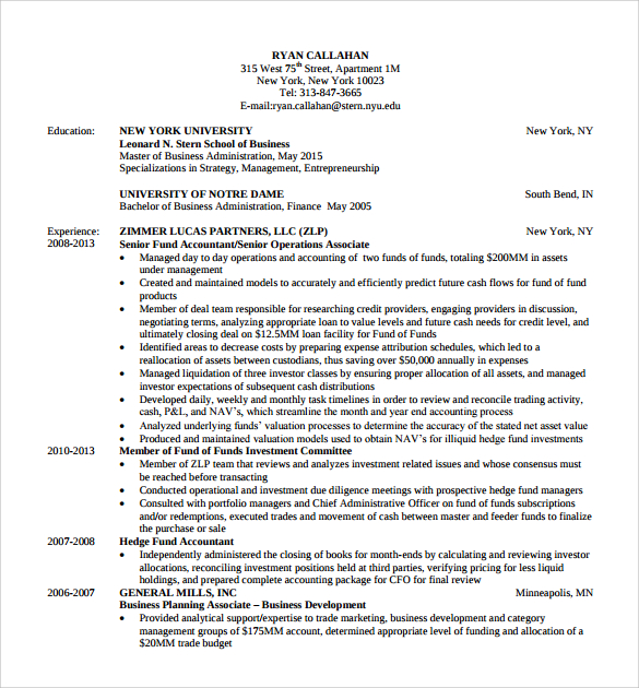 Nyu Resume Template