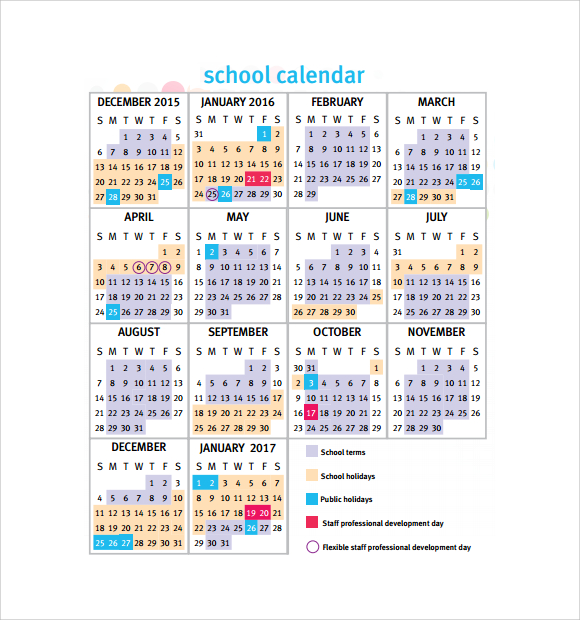 8 School Calendar Templates Free Samples Examples Format Sample