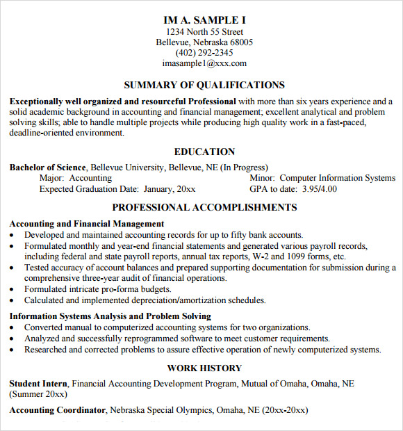 Accounting Resume Template Microsoft Word
