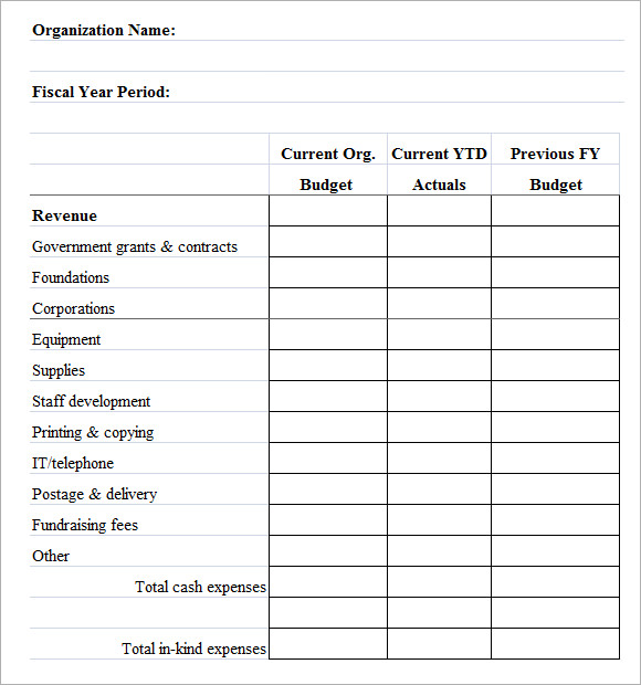 7 Non Profit Budget Samples Sample Templates