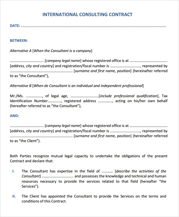 7 Sample Consultant Agreements Sample Templates