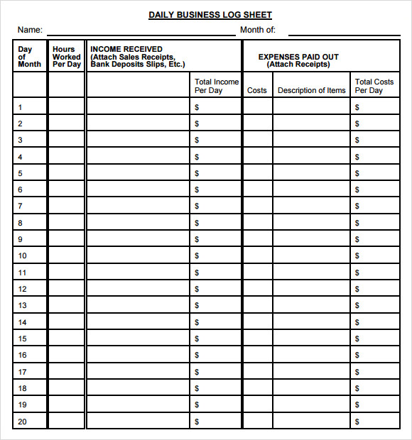 10 Sample Log Sheets Sample Templates