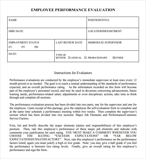 E Ample Of A Good Performance Appraisal Supervisor Comments On 