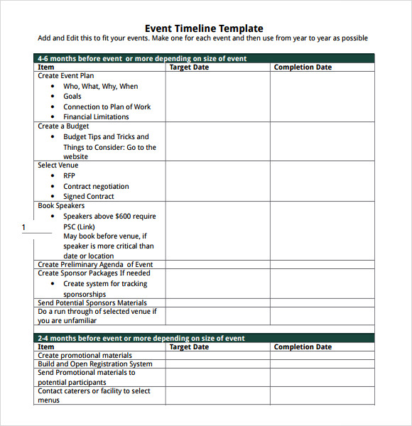 9 Event Timeline Samples Sample Templates