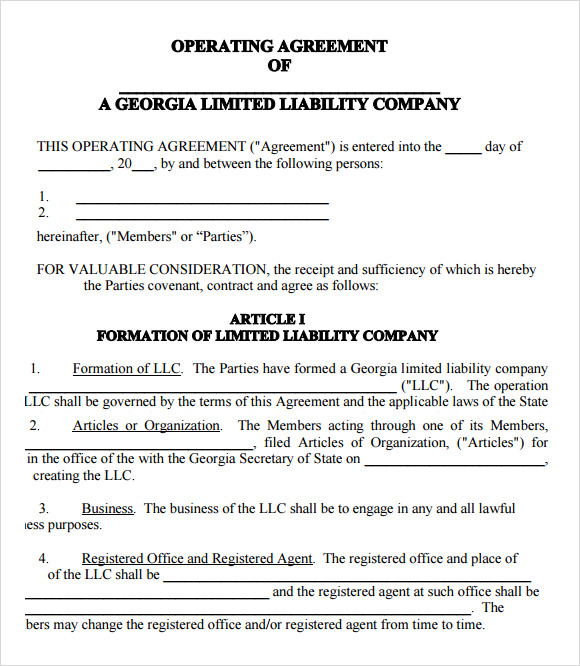 Team Operating Agreement Template