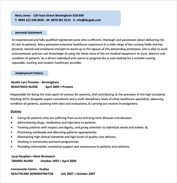 FREE 8 Nursing Resume Templates In PDF MS Word