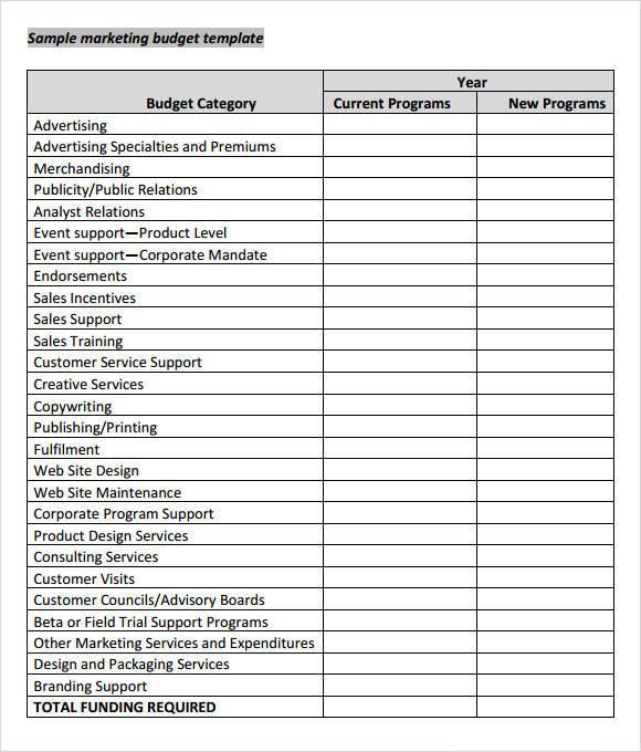 10 Marketing Budget Samples Sample Templates