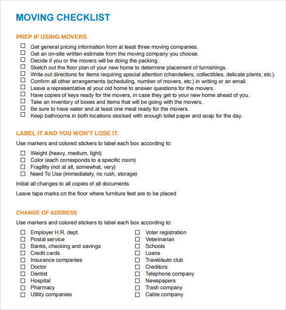 FREE 12 Moving Checklist Templates In Google Docs MS Word Pages PDF FREE 12 Moving Checklist Templates In Google Docs MS Word Pages PDF