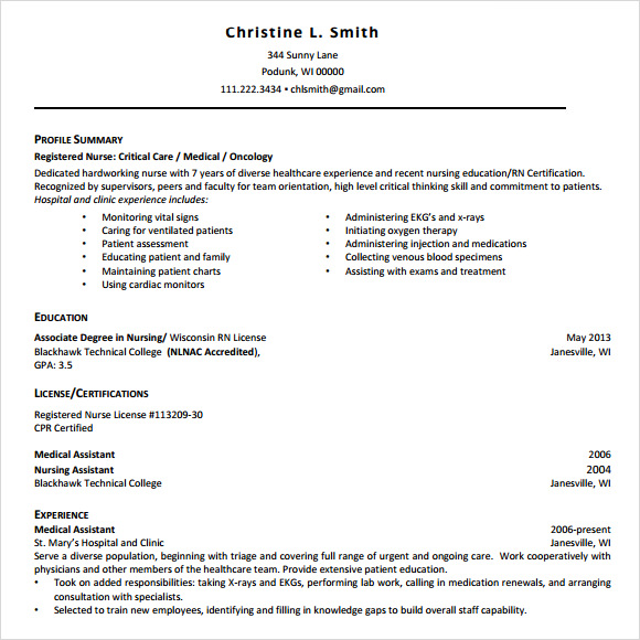 FREE 8 Nursing Resume Templates In PDF MS Word