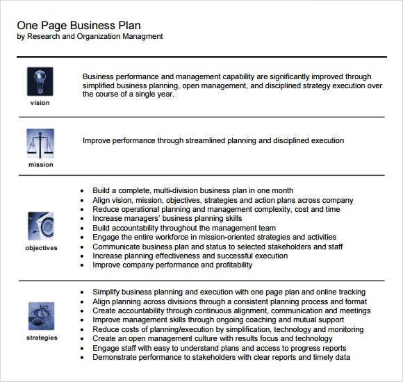 FREE 14 One Page Business Plan Samples In MS Word Pages PDF Google Docs