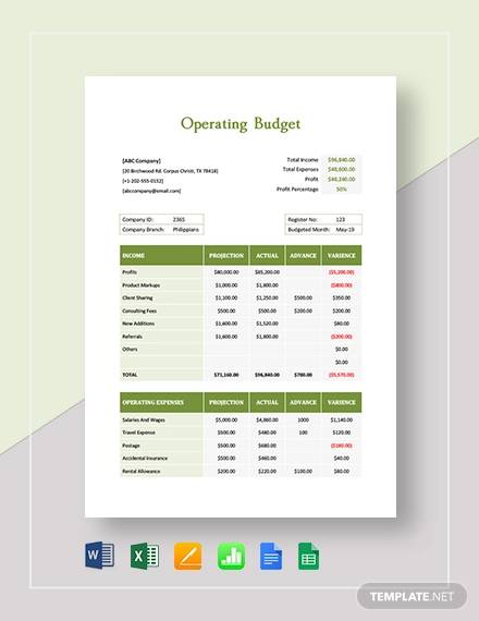 FREE 12 Sample Operating Budget Templates In Google Docs Google 