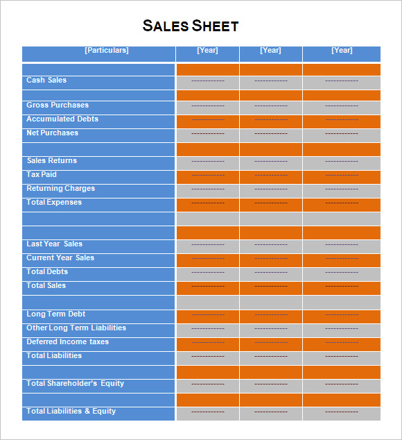 FREE 10 Sales Sheet Templates In Google Docs Google Sheets Excel 