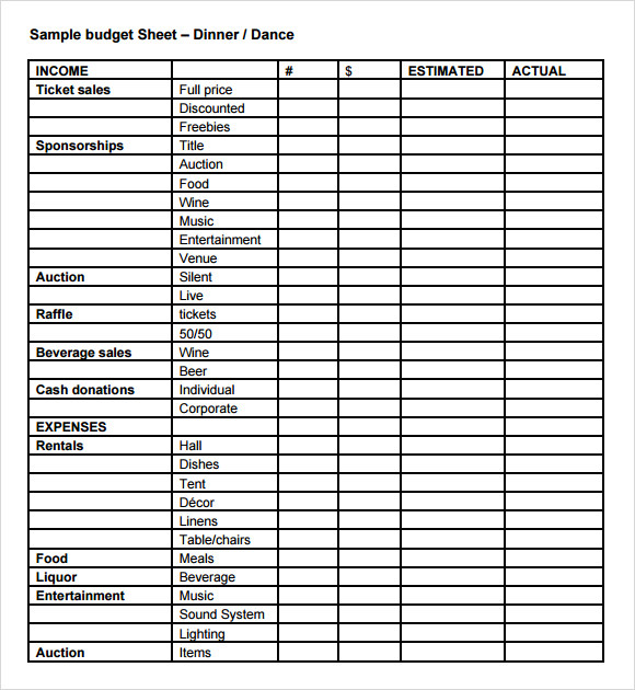 8 Budget Sheet Templates Free Samples Examples Format Sample 