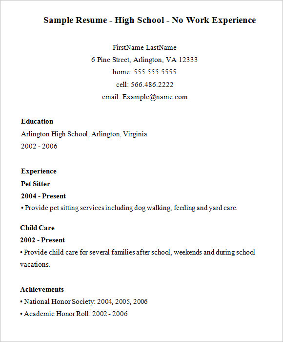 FREE 9 High School Resume Templates In PDF Word