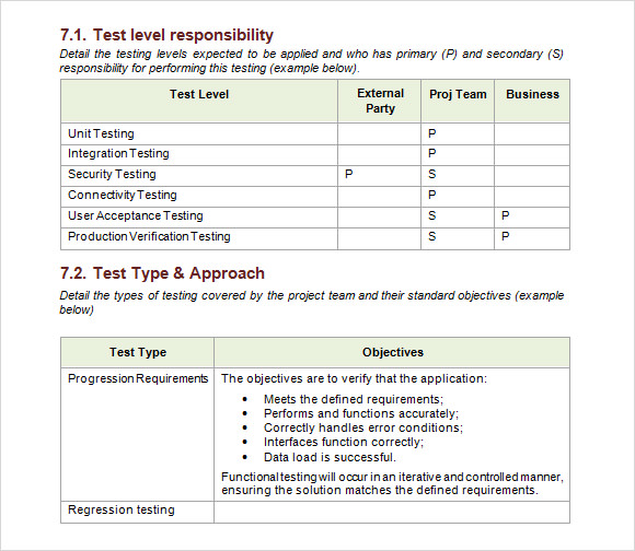 Test Plan Template 9 Free Samples Examples Format