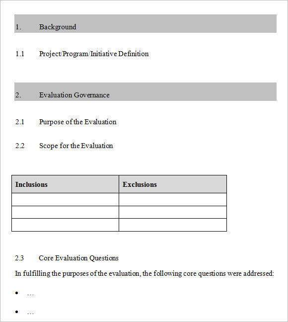 8 Evaluation Plan Templates Free Samples Examples Format Sample 