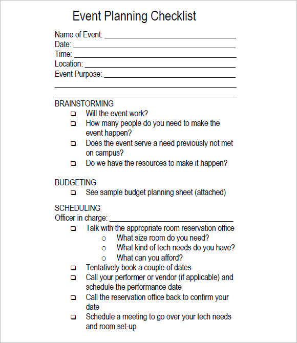 FREE 16 Sample Event Planning Checklist Templates In Google Docs MS 
