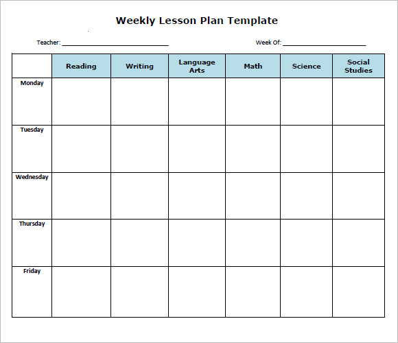 Weekly Lesson Plan Template Free PRINTABLE TEMPLATES