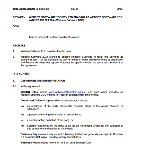 Reseller Agreement Template Word Classles Democracy