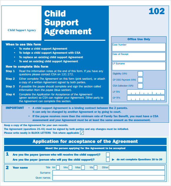 FREE 7 Sample Child Support Agreements In PDF