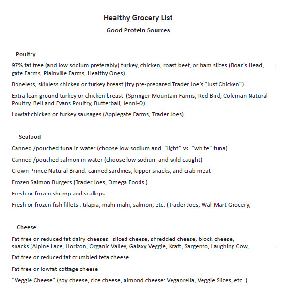 FREE 8 Grocery List Samples In PDF MS Word Excel