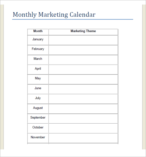 FREE 28 Sample Marketing Calendar Templates In PDF MS Word Google 