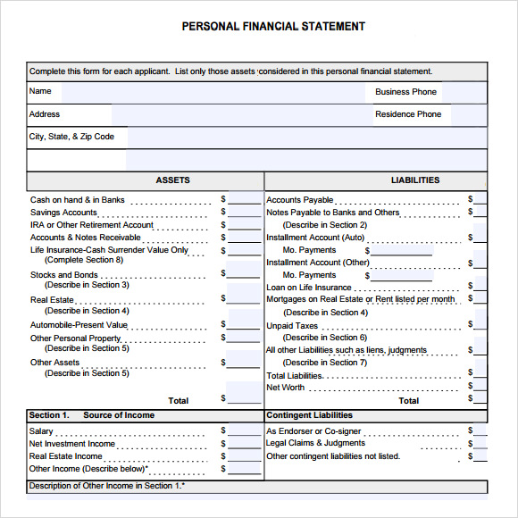 FREE 11 Financial Statement Samples In Google Docs MS Word Pages PDF