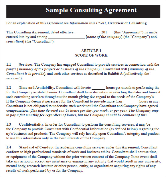 FREE 14 Sample Consulting Agreement Templates In PDF MS Word 