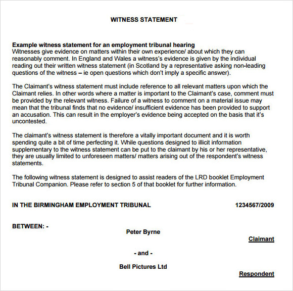 FREE 12 Sample Witness Statement Templates In Google Docs MS Word 