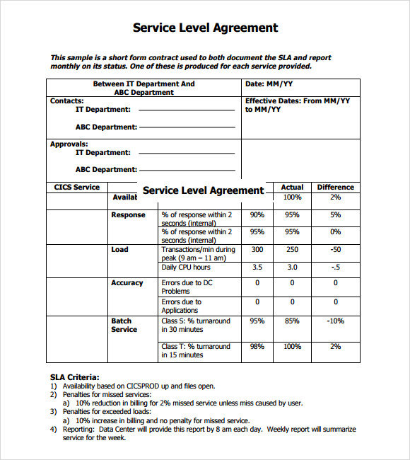 FREE 18 Service Level Agreement Samples In PDF MS Word Google Docs Pages