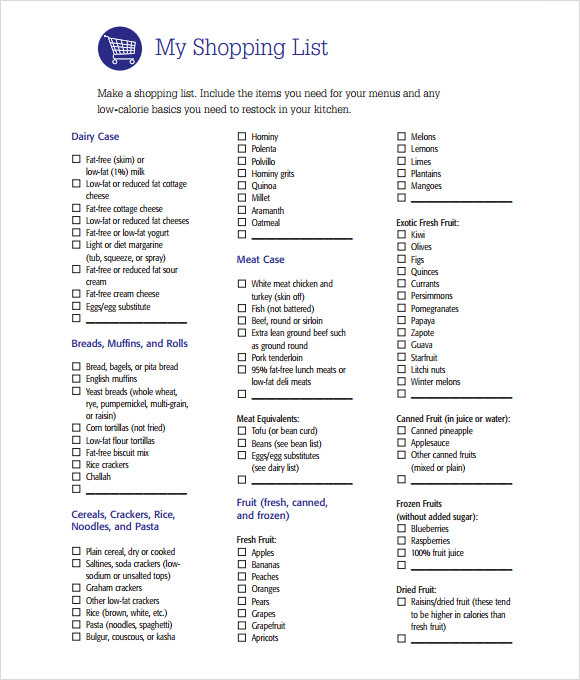 FREE 5 Shopping List Samples In PDF FREE 5 Shopping List Samples In PDF