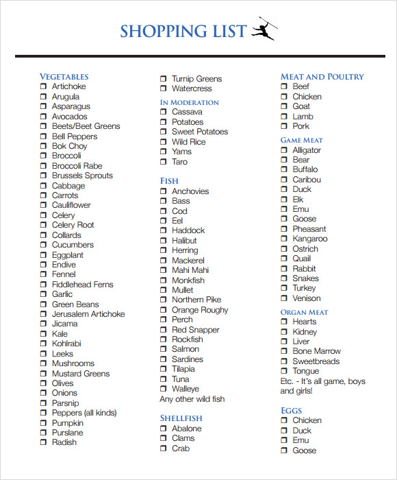 FREE 5 Shopping List Samples In PDF