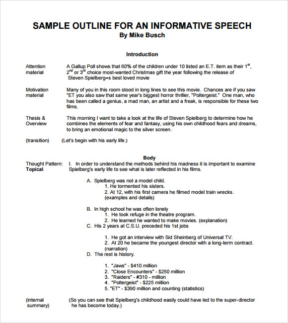 Informative Speech Outline Help