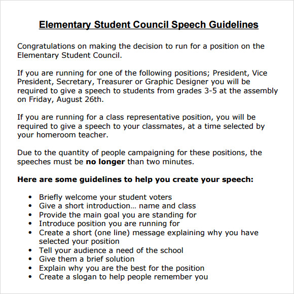 FREE 8 Student Council Speech Samples In PDF