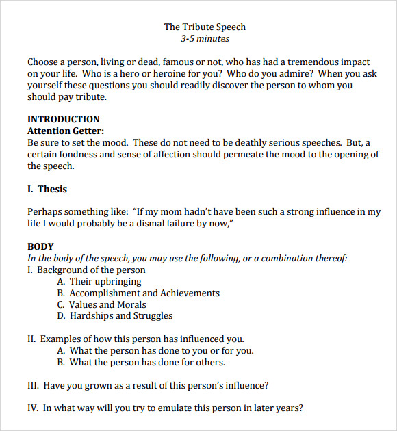 8 Sample Tribute Speech Examples PDF Sample Templates
