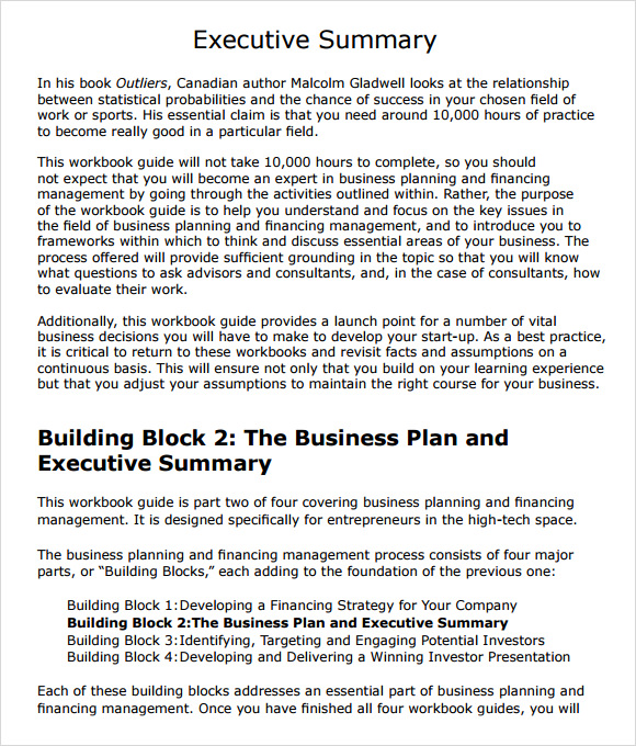 FREE 11 Sample Executive Summary Templates In PDF MS Word Excel 