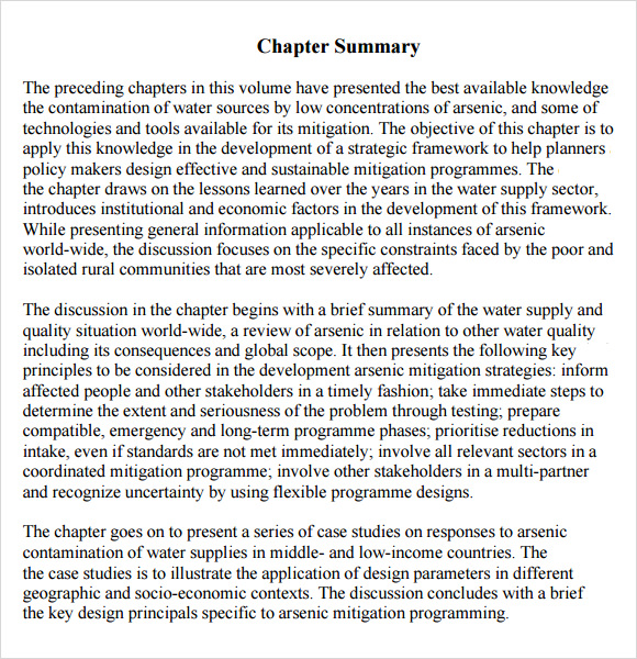 FREE 5 Sample Chapter Summary Templates In PDF MS Word