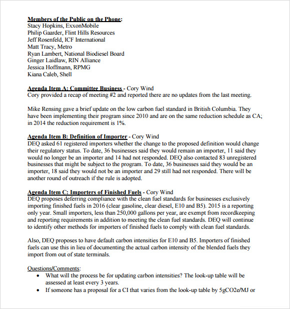 FREE 7 Sample Meeting Summary Templates In PDF