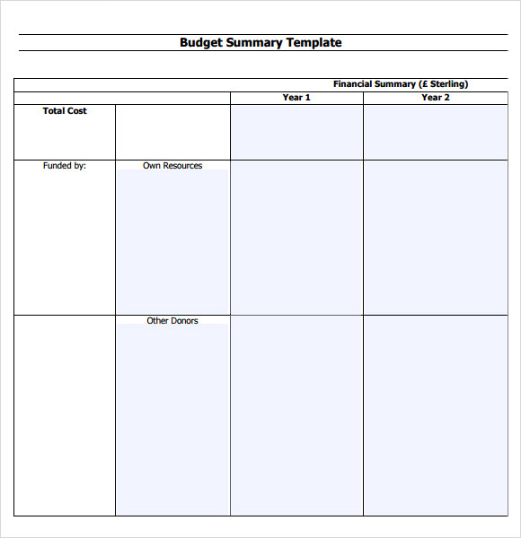 FREE 7 Sample Budget Summary Templates In PDF MS Word Google Docs