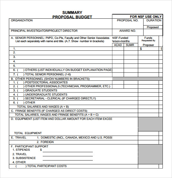 FREE 7 Sample Budget Summary Templates In PDF MS Word Google Docs 