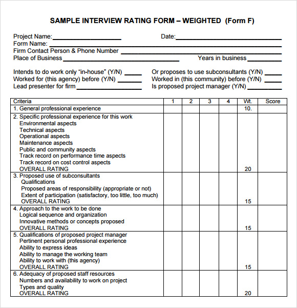 FREE 9 Interview Score Sheet Samples In PDF MS Word Excel Apple 