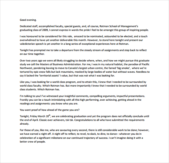 Valedictorian Speech Template HQ Printable Documents