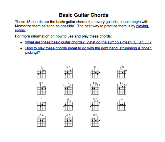 FREE 6 Sample Guitar Chord Chart Templates In PDF