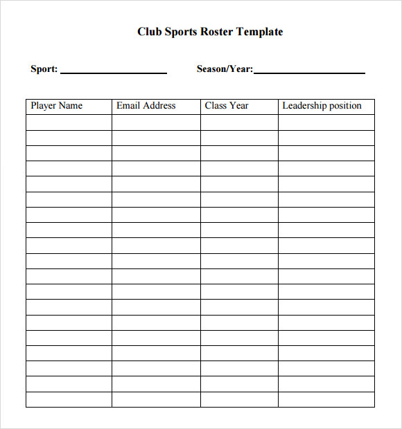 Free Team Roster Card Template FREE PRINTABLE TEMPLATES
