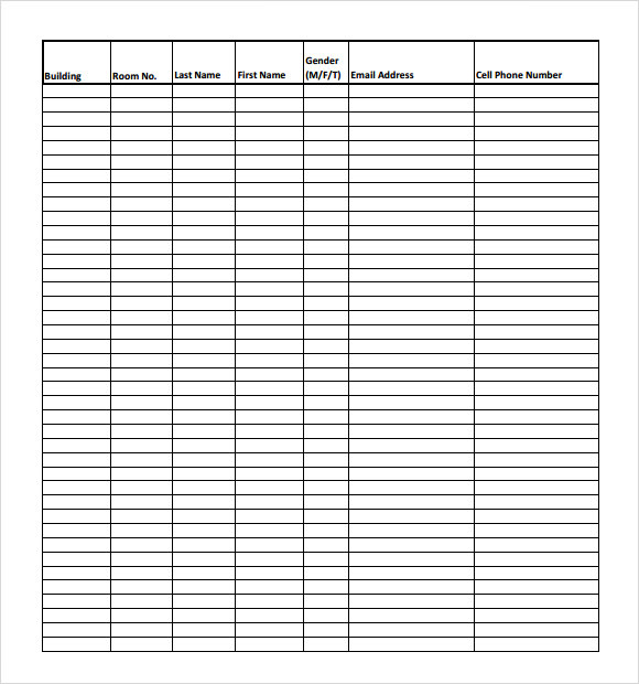 Printable Roster Template